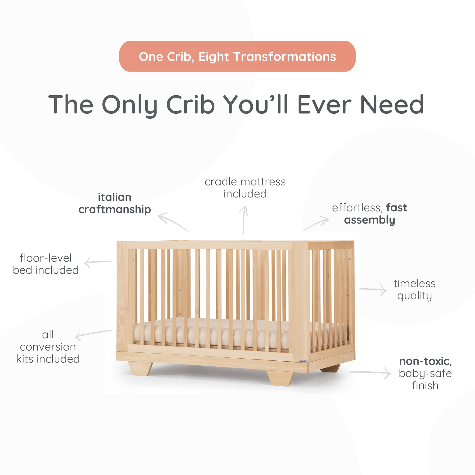 Spirit 8-in-1 Convertible Crib - dadada baby